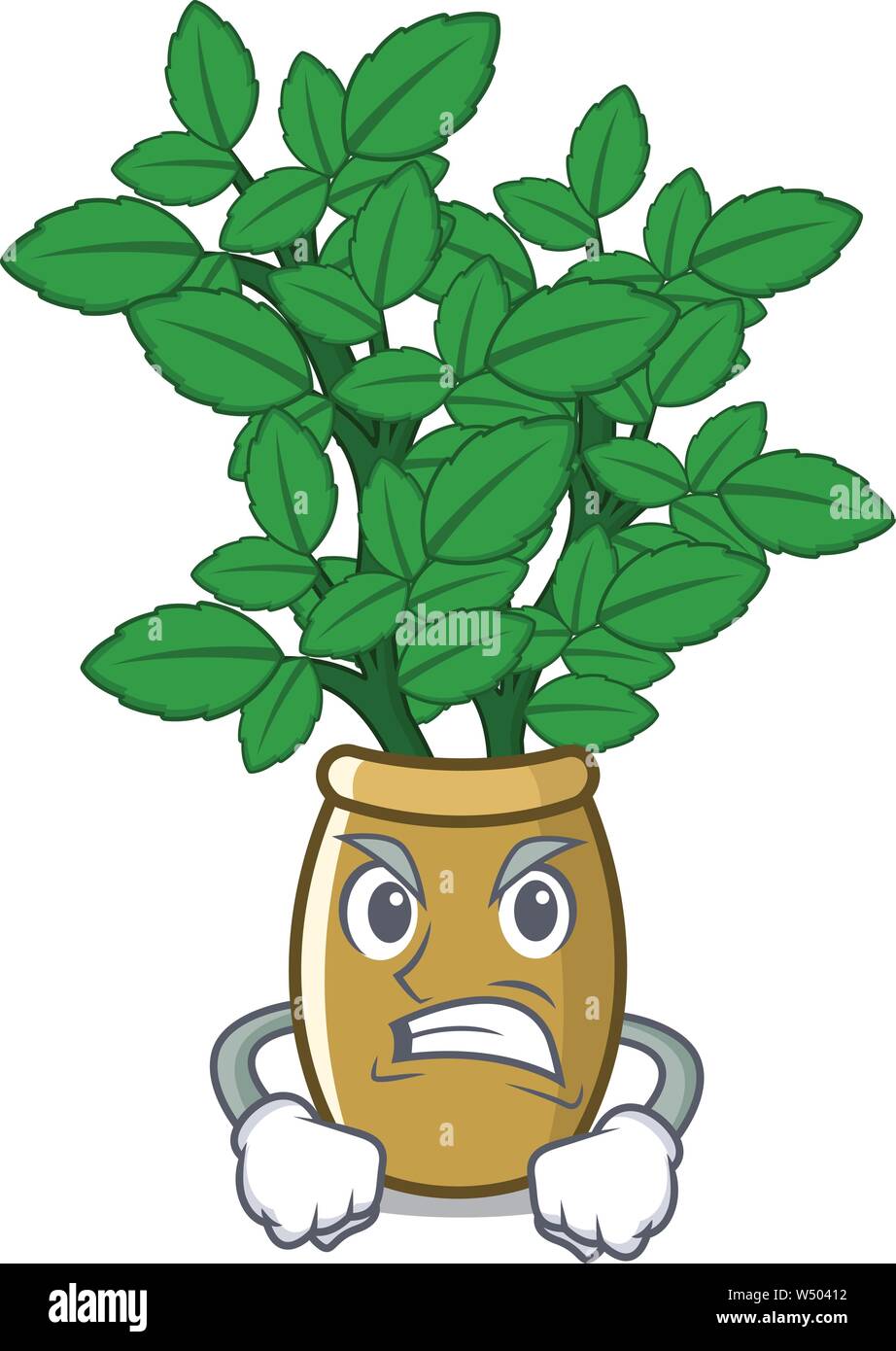 Angry lemon balm in the cartoon shape vector illustration Stock Vector ...