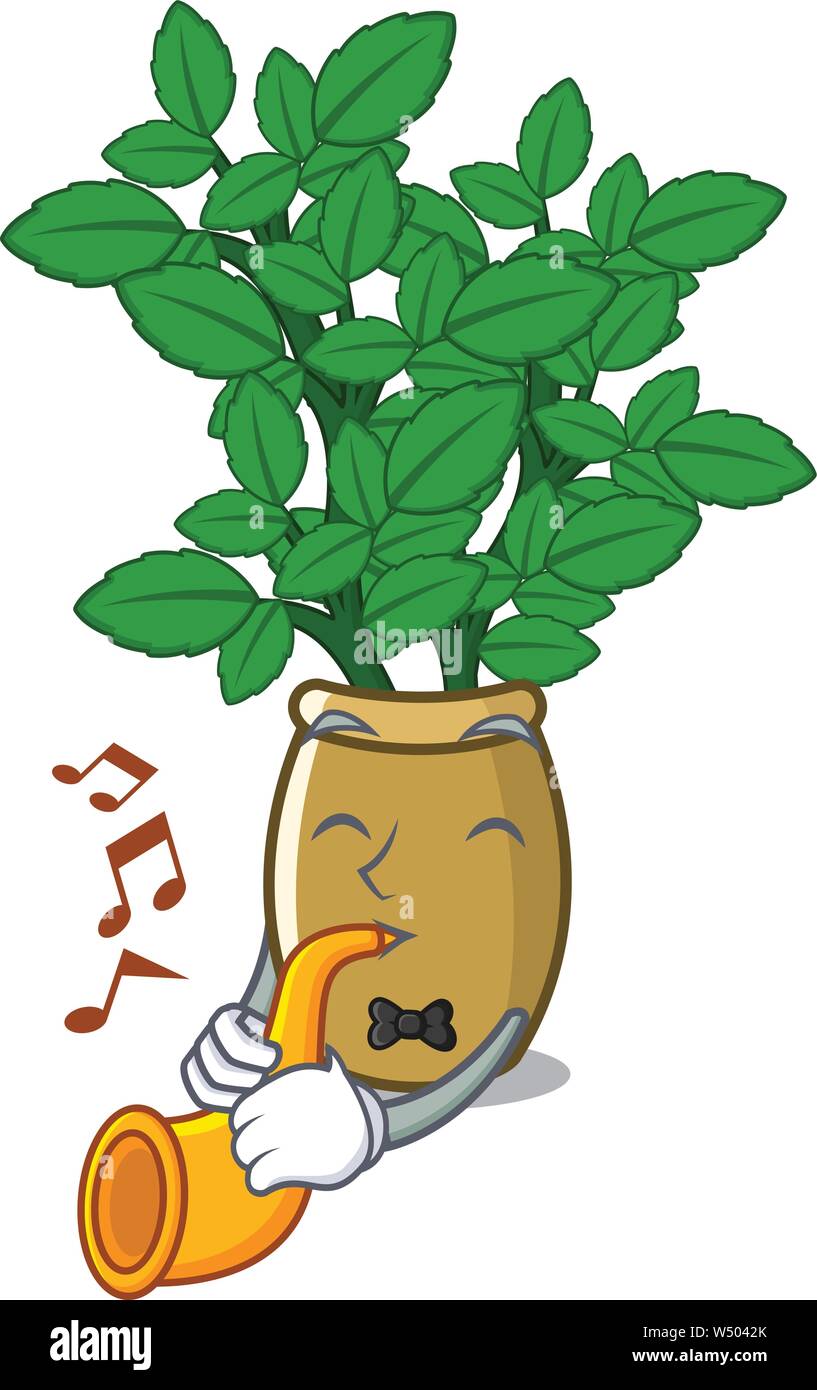 With trumpet lemon balm in the cartoon shape vector illustration Stock ...