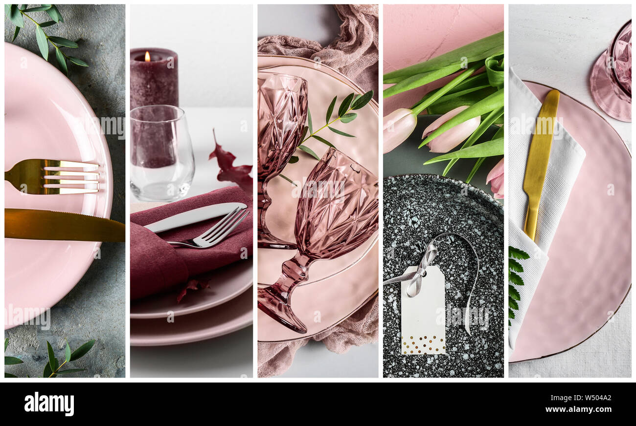 Set of beautiful table setting Stock Photo - Alamy