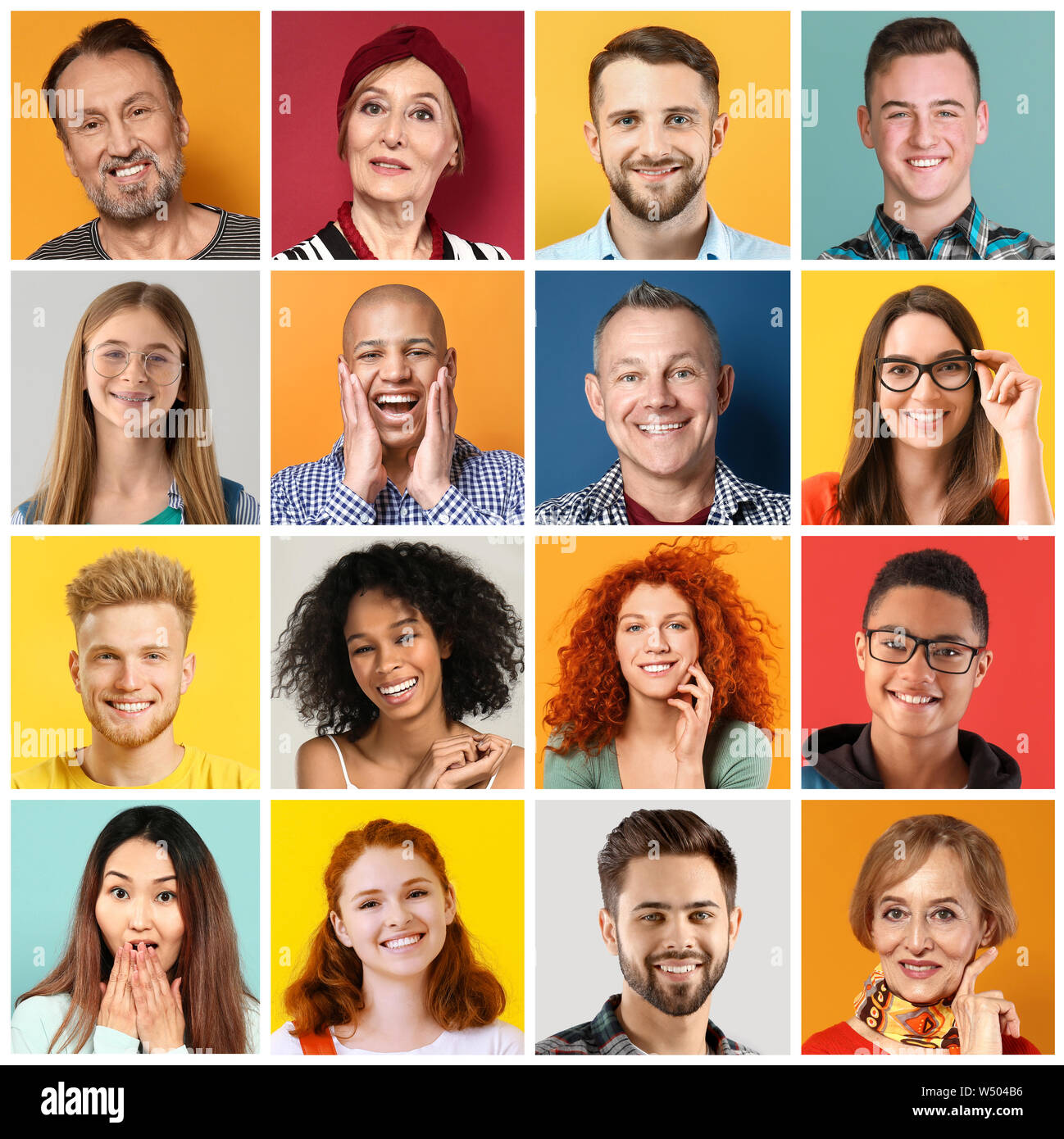 Collage of photos with different people Stock Photo - Alamy