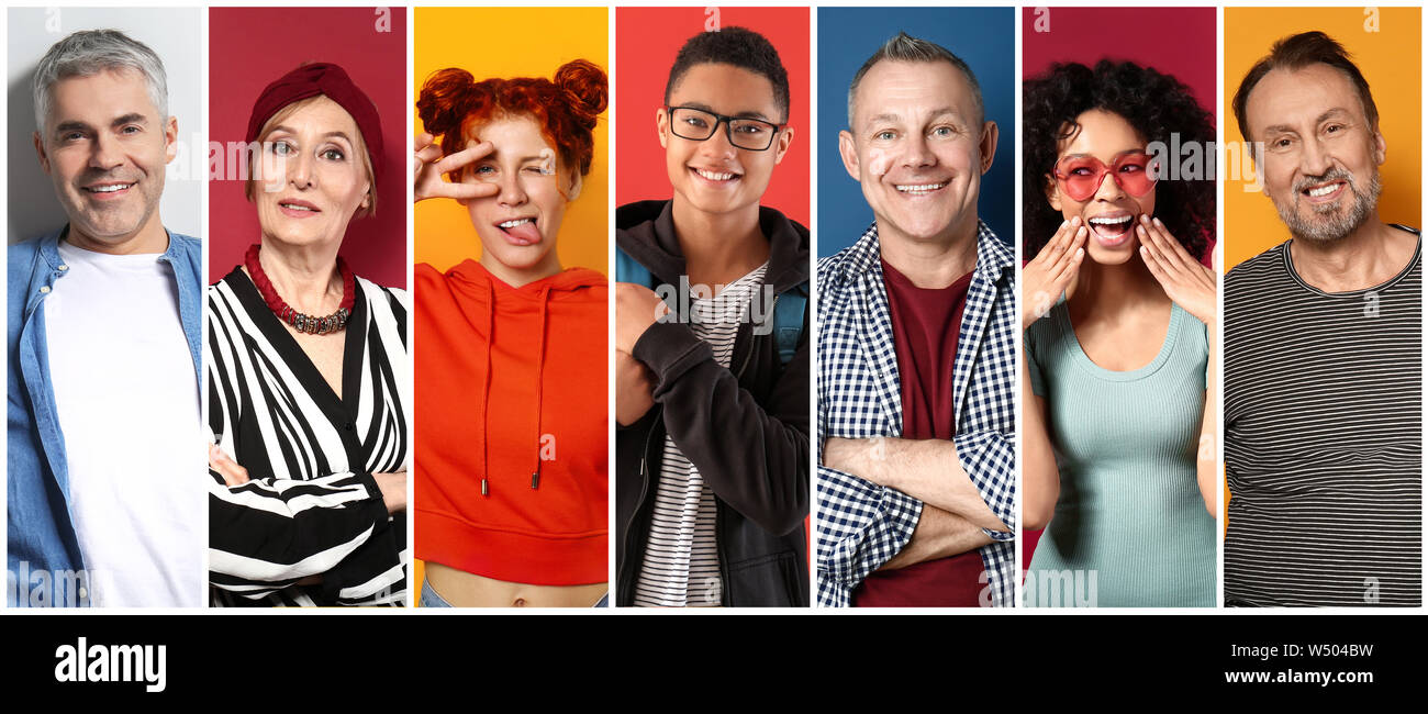 Collage of photos with different people Stock Photo - Alamy