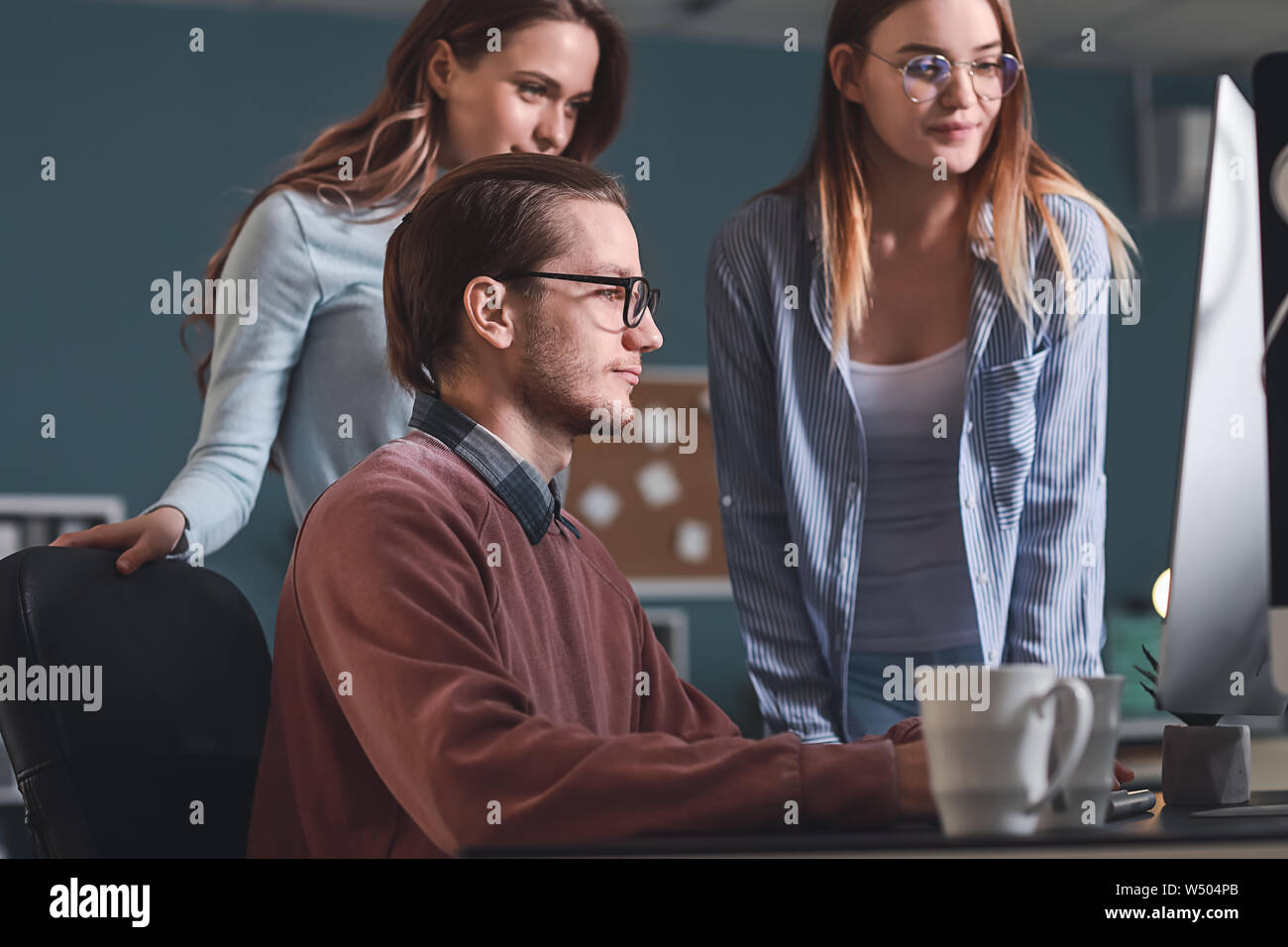 Female programmers working table hi-res stock photography and images ...
