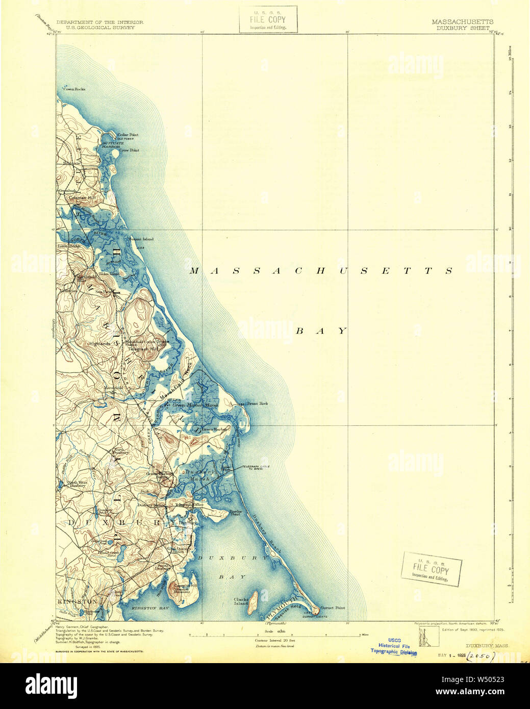 Massachusetts USGS Historical Topo Map MA Duxbury 352597 1893 62500 ...