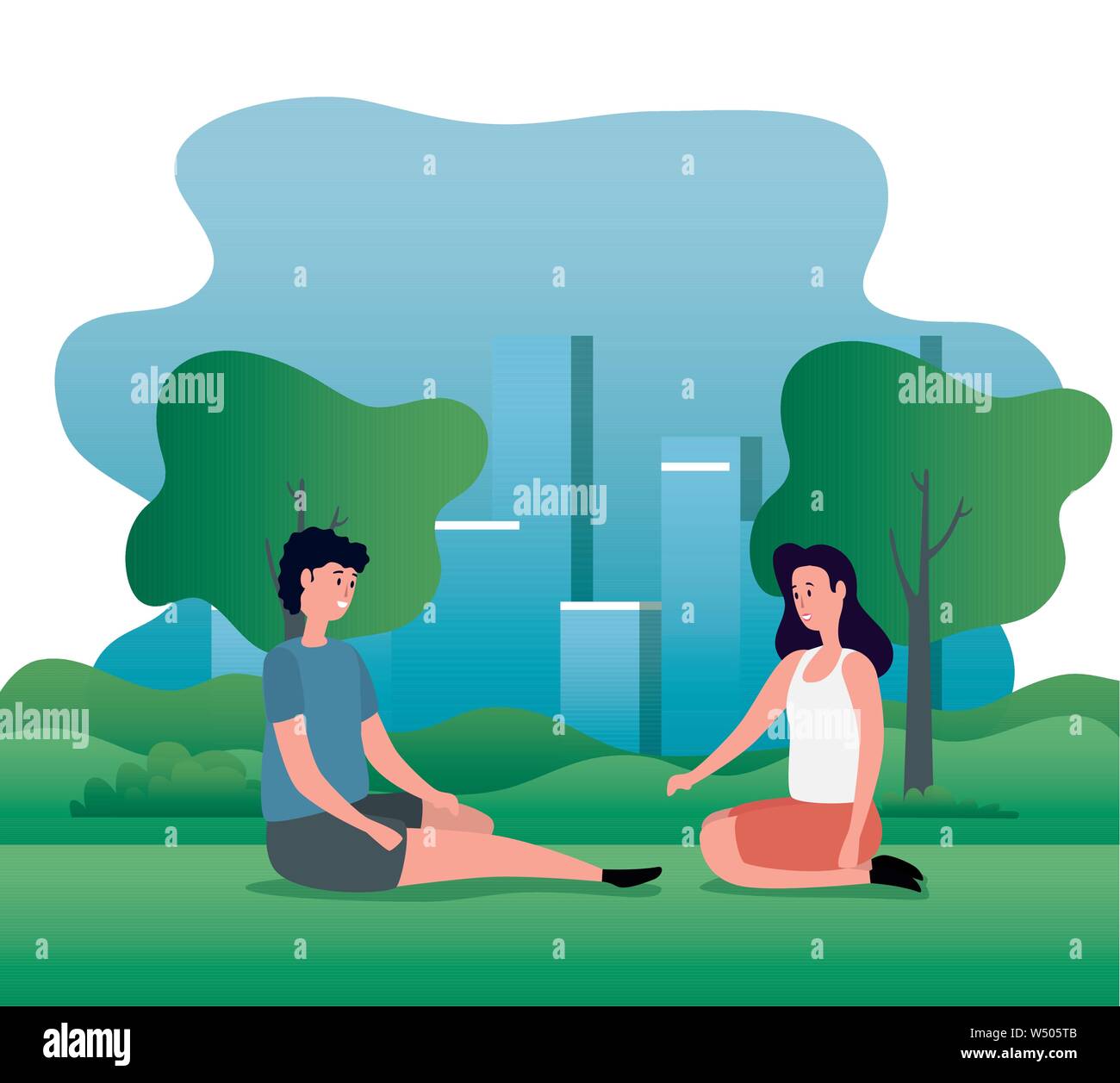 Woman And Man In Love Couple Sitting Stock Vector Image And Art Alamy