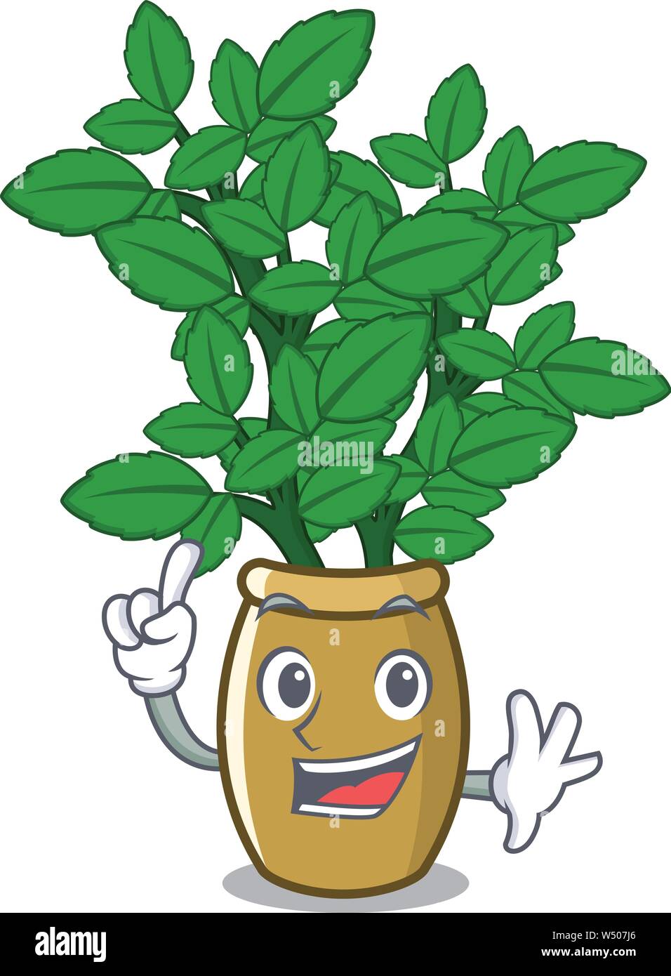 Finger lemon balm next the cartoon house vector illustration Stock ...