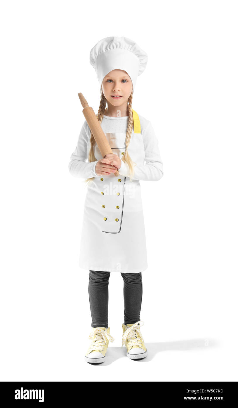 Cute little chef on white background Stock Photo - Alamy
