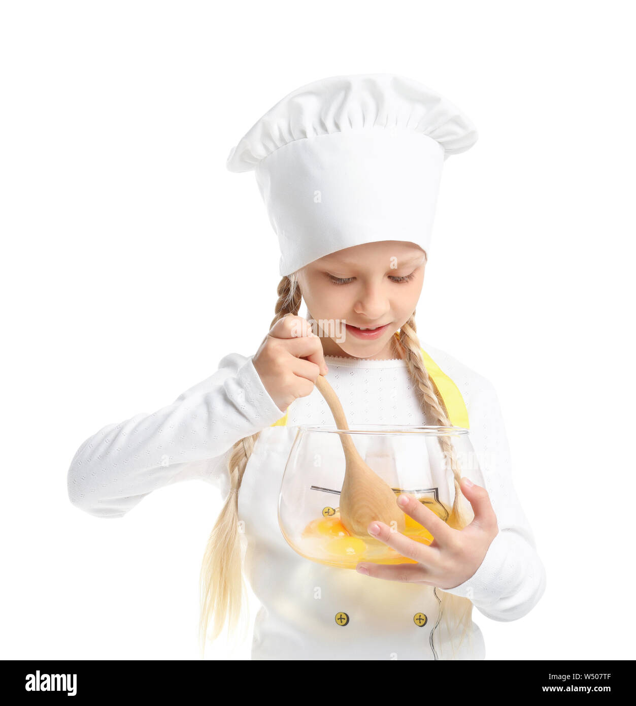 Cute little chef on white background Stock Photo - Alamy