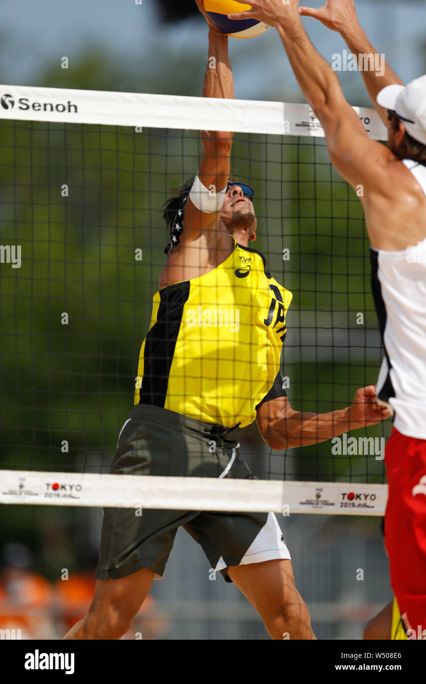 Tokyo, Japan. 25th July, 2019. Koichi Nishimura (JPN) Beach Volleyball ...