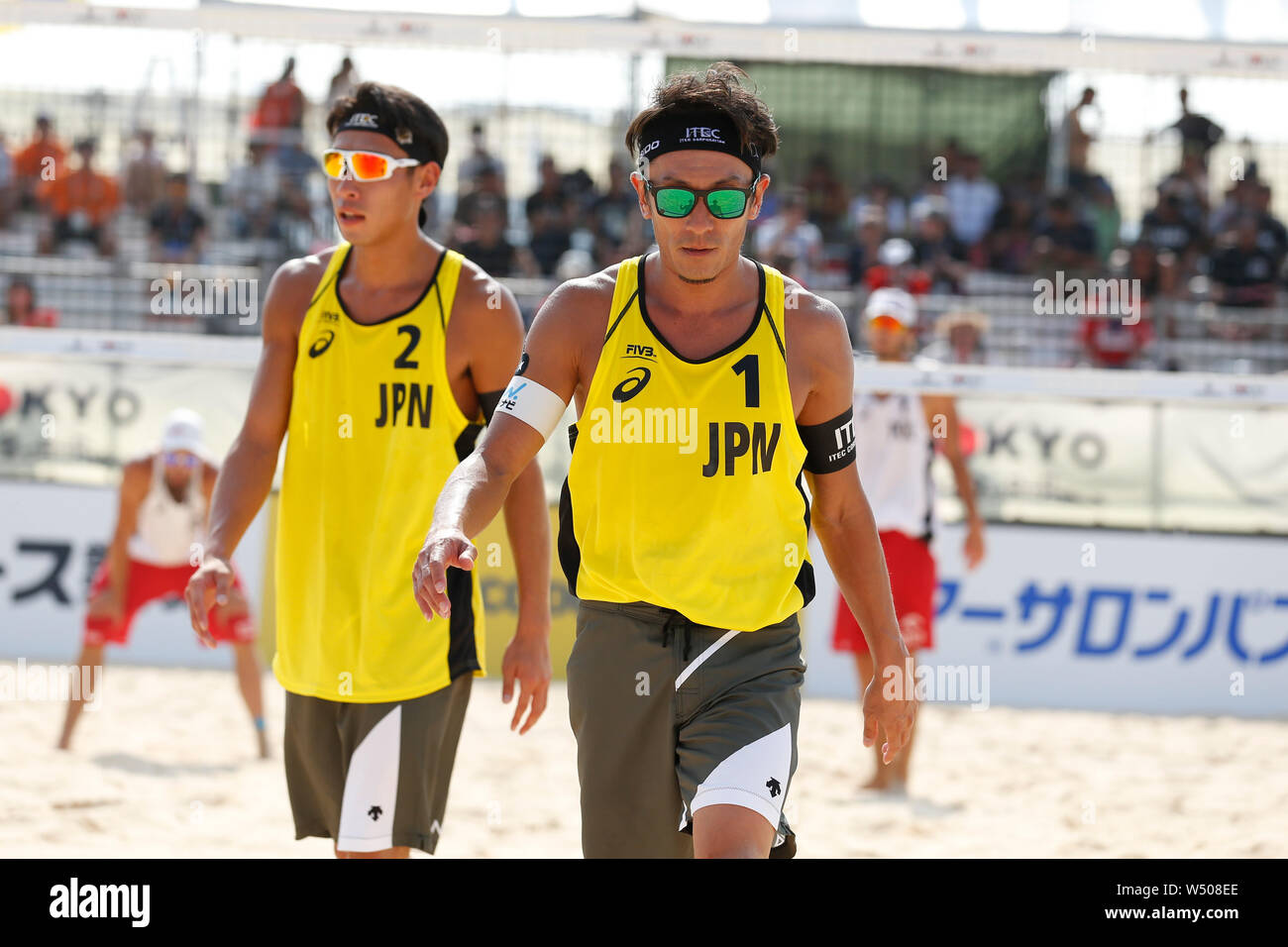 Tokyo, Japan. 25th July, 2019. Koichi Nishimura & Daisuke Shibata (JPN) Beach Volleyball : FIVB ...