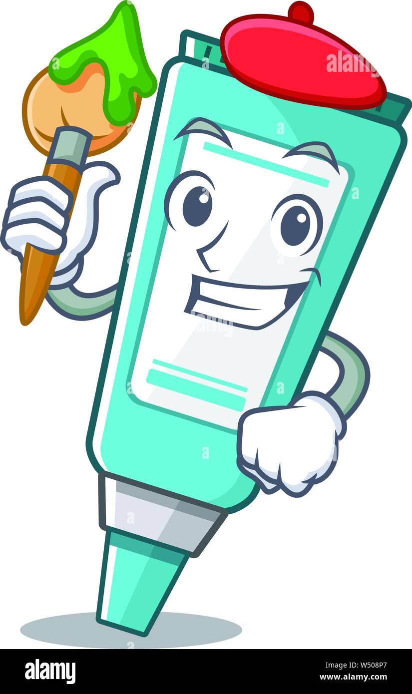 Artist ointment placed in the cartoon sink vector illustration Stock ...