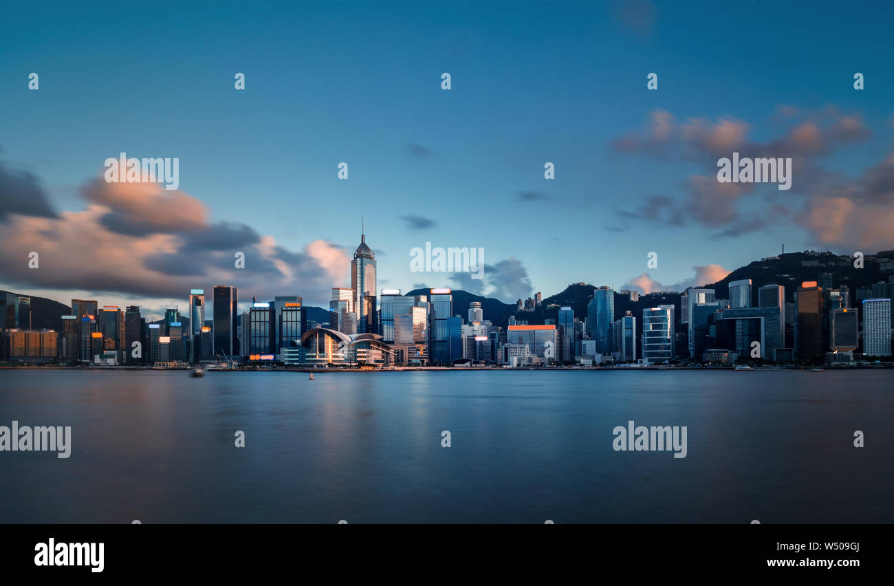 Hong Kong Skyscrapers in sunset Stock Photo - Alamy