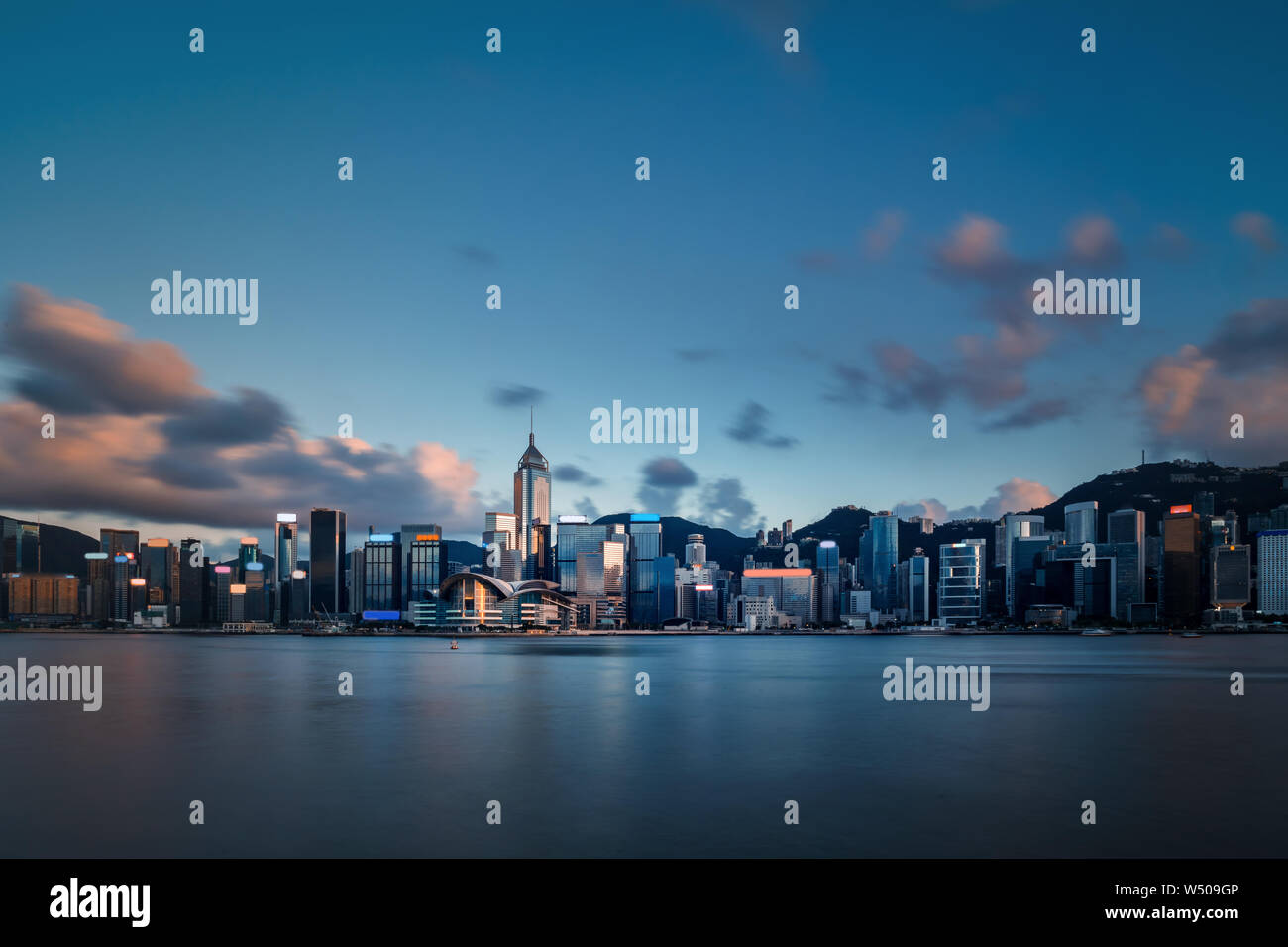 Hong Kong Skyscrapers in sunset Stock Photo - Alamy