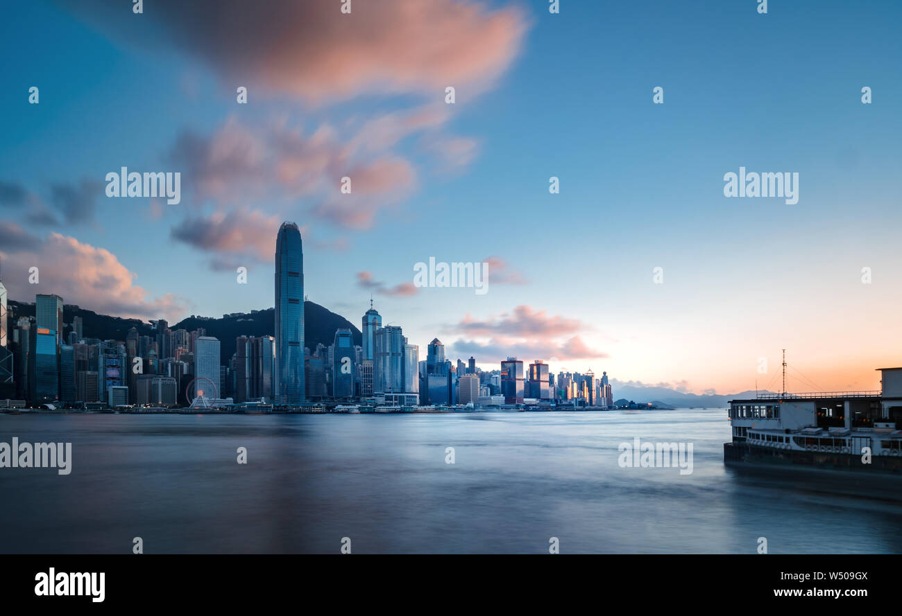 Hong Kong Skyscrapers in sunset Stock Photo - Alamy