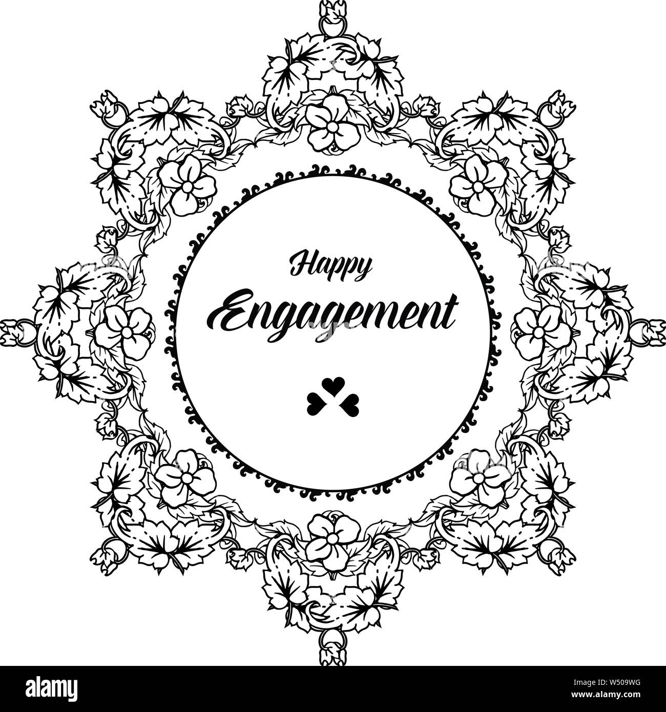 Beautiful wallpaper card of happy engagement, crowd of flower frame ...