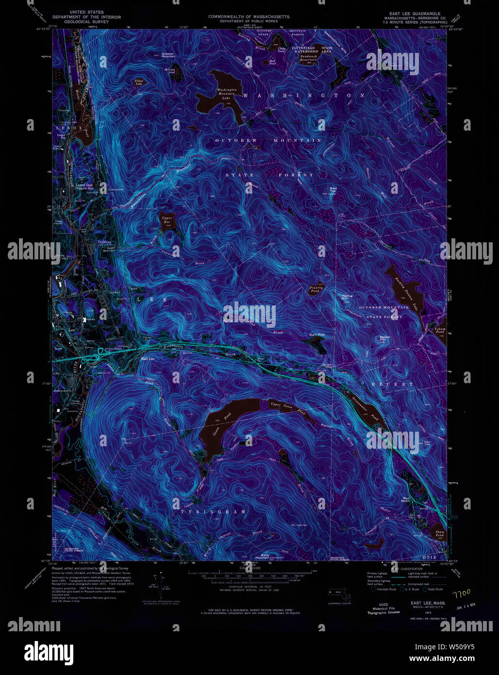 Massachusetts USGS Historical Topo Map MA East Lee 350111 1973 24000 ...