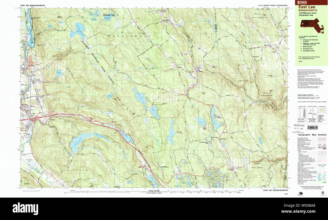 Massachusetts USGS Historical Topo Map MA East Lee 350926 1997 25000 ...
