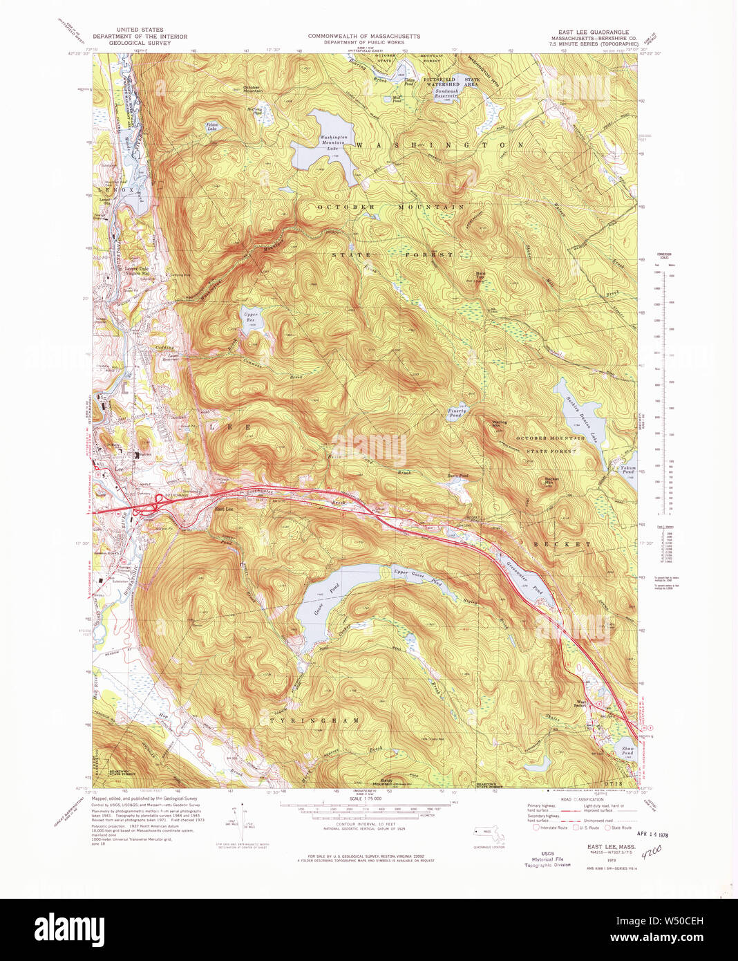 Massachusetts USGS Historical Topo Map MA East Lee 350928 1973 25000 ...