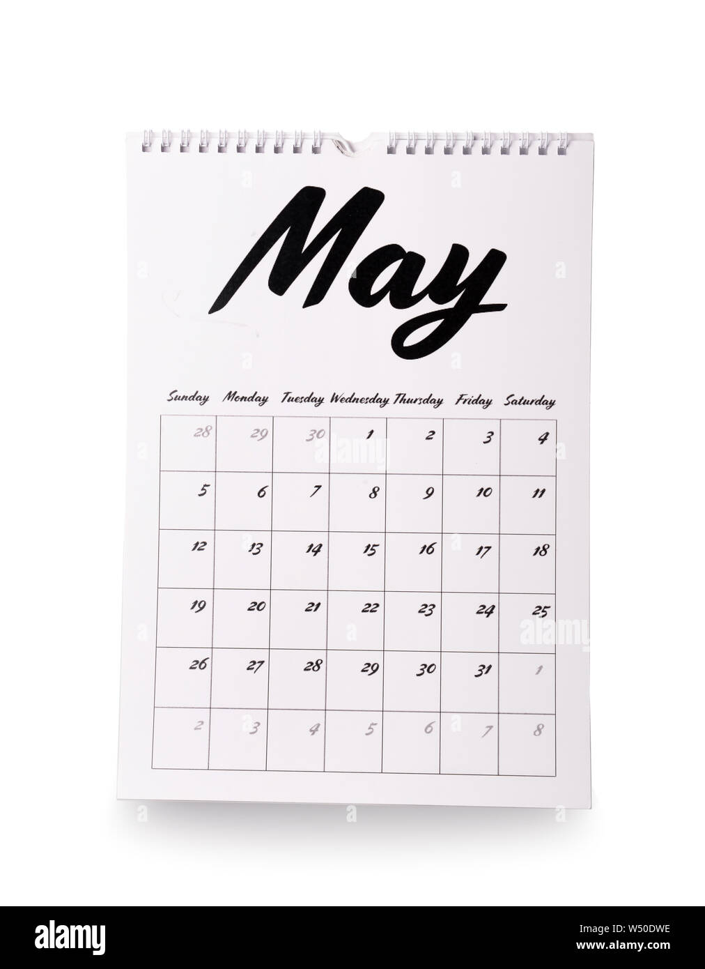 Flip calendar on white background Stock Photo - Alamy