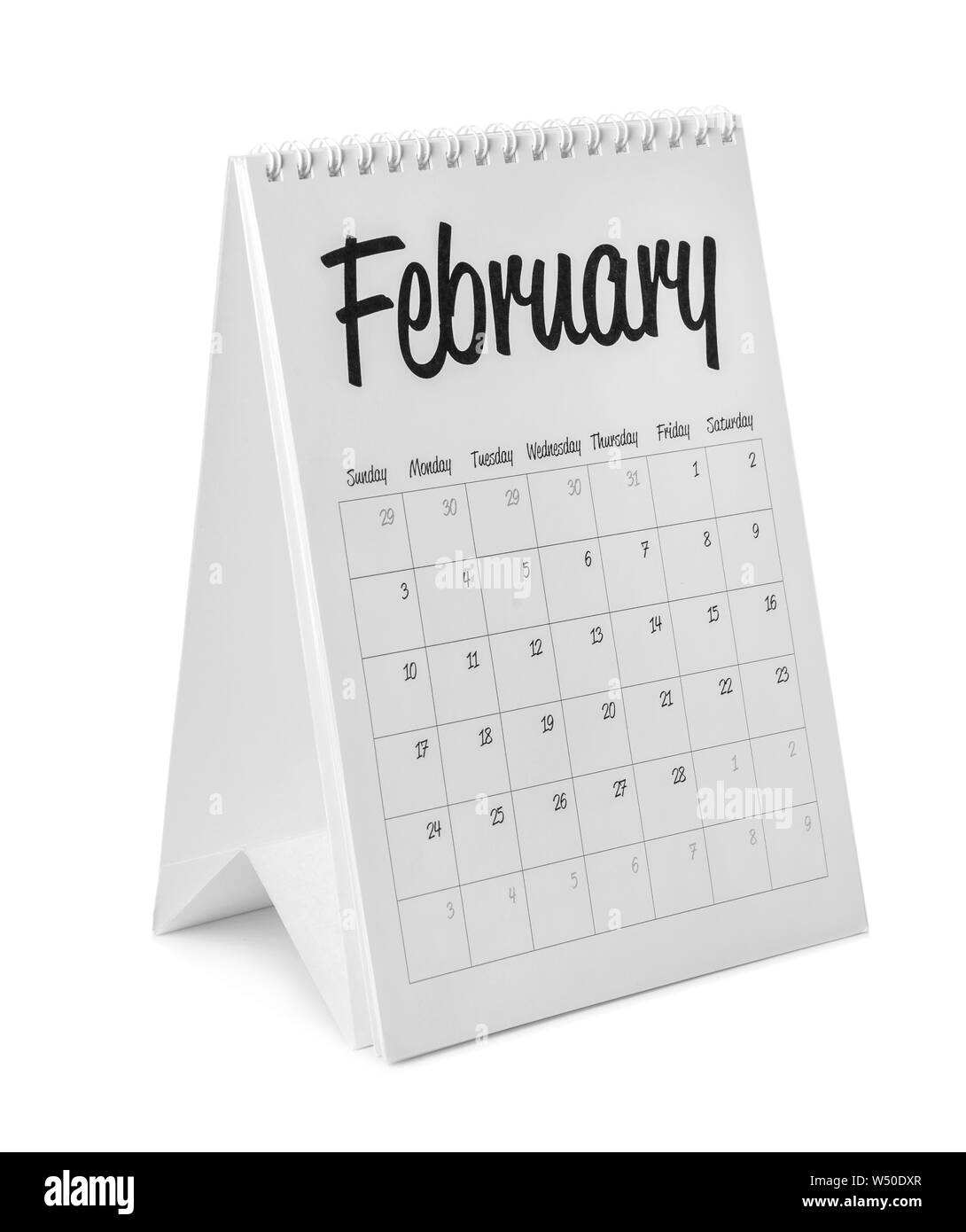 Flip calendar on white background Stock Photo - Alamy