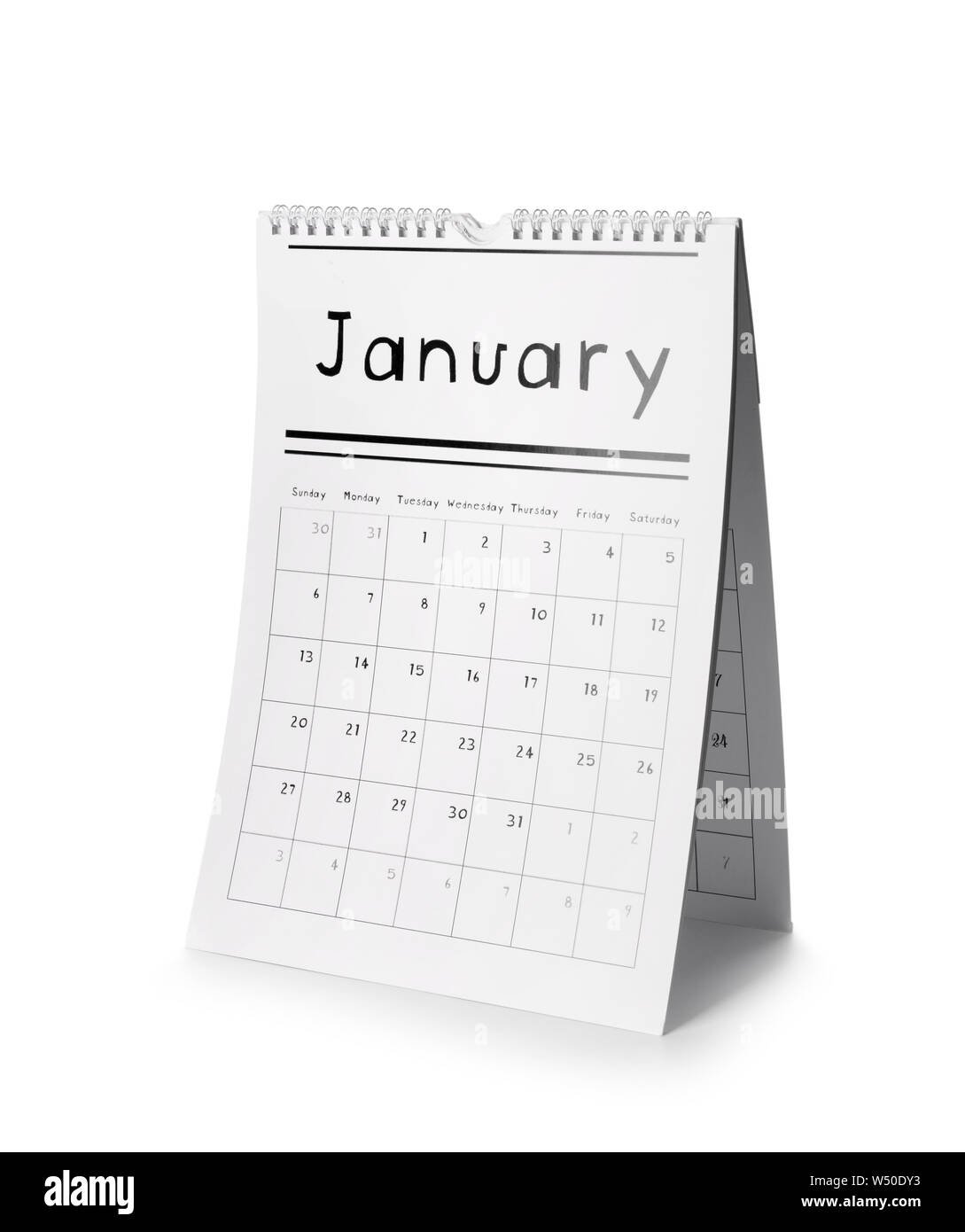 Flip calendar on white background Stock Photo - Alamy