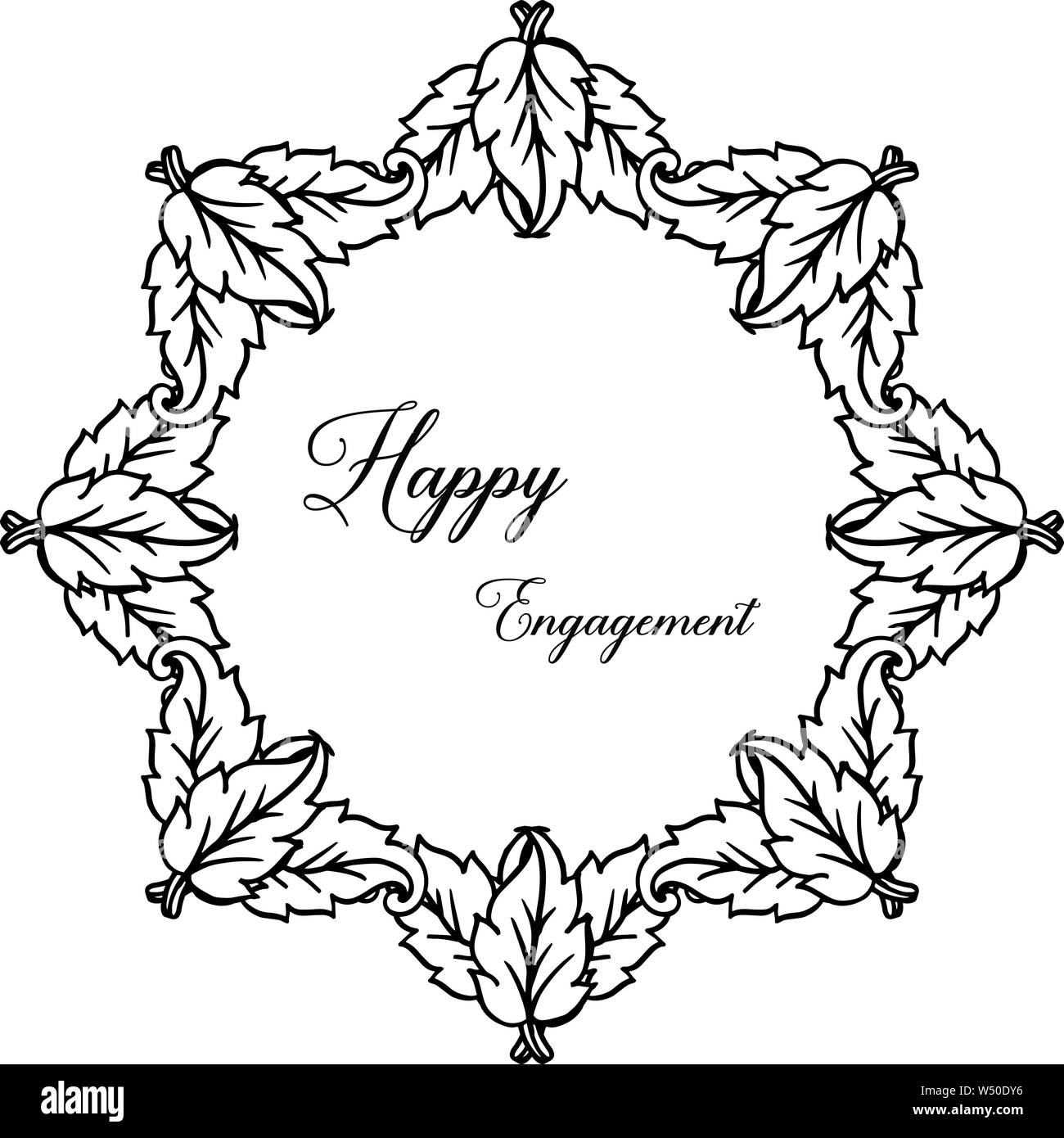 Card happy engagement, invitation card, design elegant floral frame ...