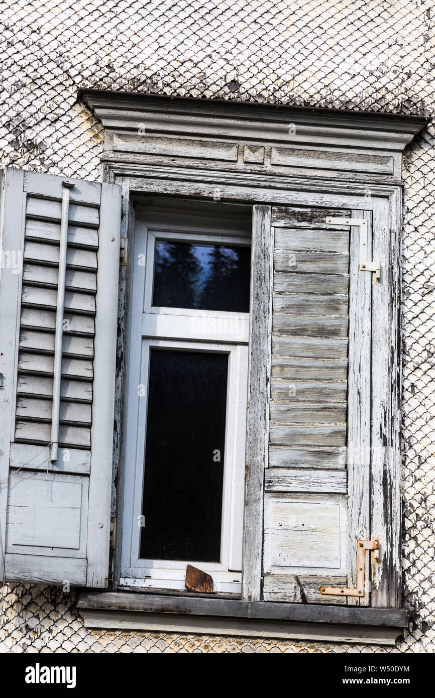The window of a scary old house in the Canton of St. Gallen ...