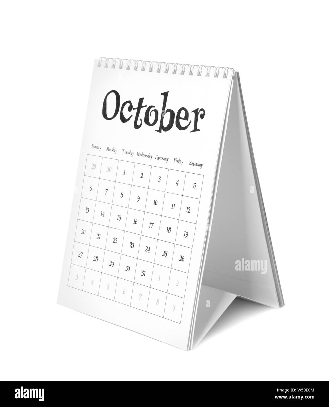 Flip calendar on white background Stock Photo - Alamy
