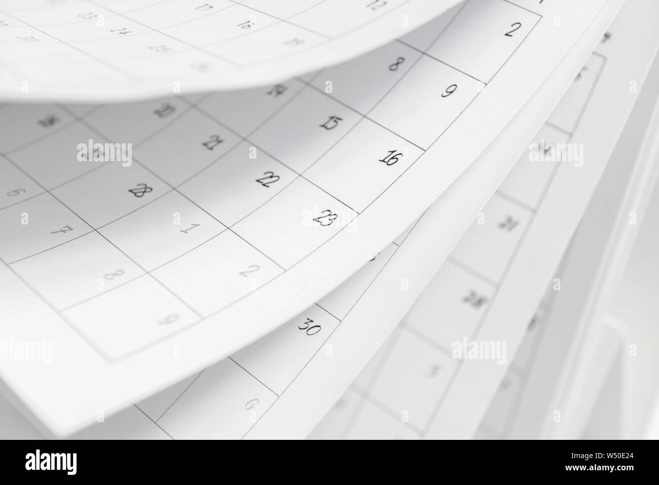 Pages of paper calendar, closeup Stock Photo - Alamy