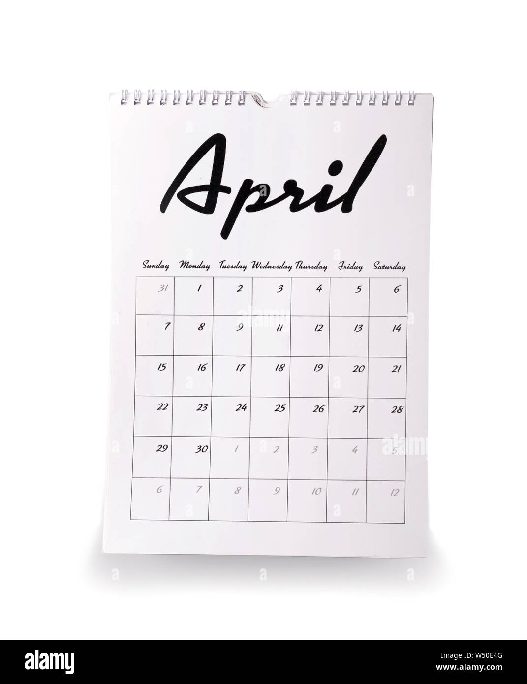 Flip calendar on white background Stock Photo - Alamy