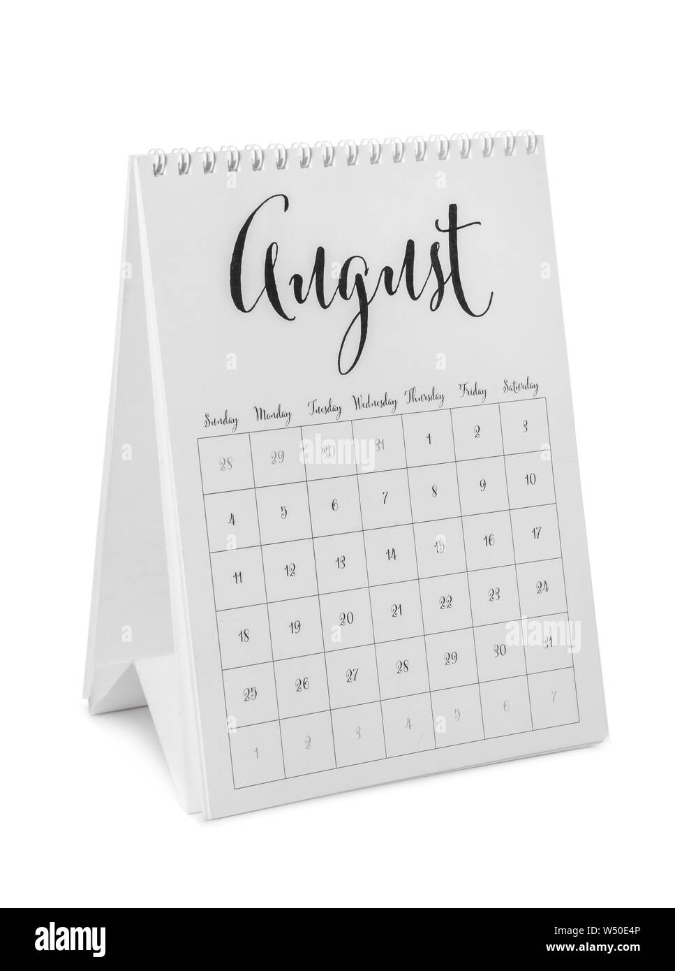 Flip calendar on white background Stock Photo - Alamy