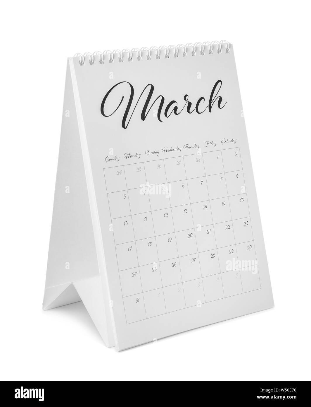 Flip calendar on white background Stock Photo - Alamy