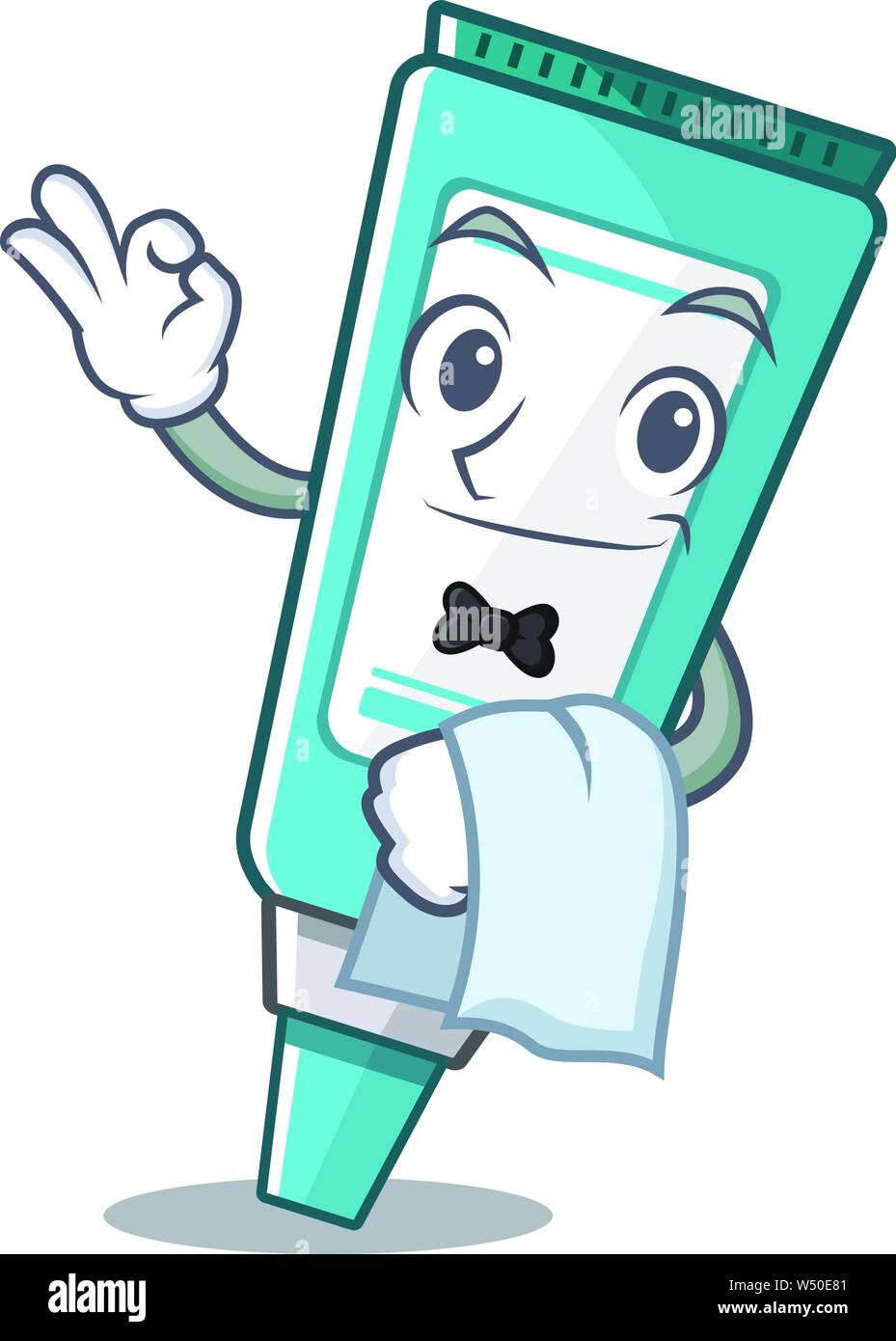 Waiter ointment placed in character medicine box vector illustration ...