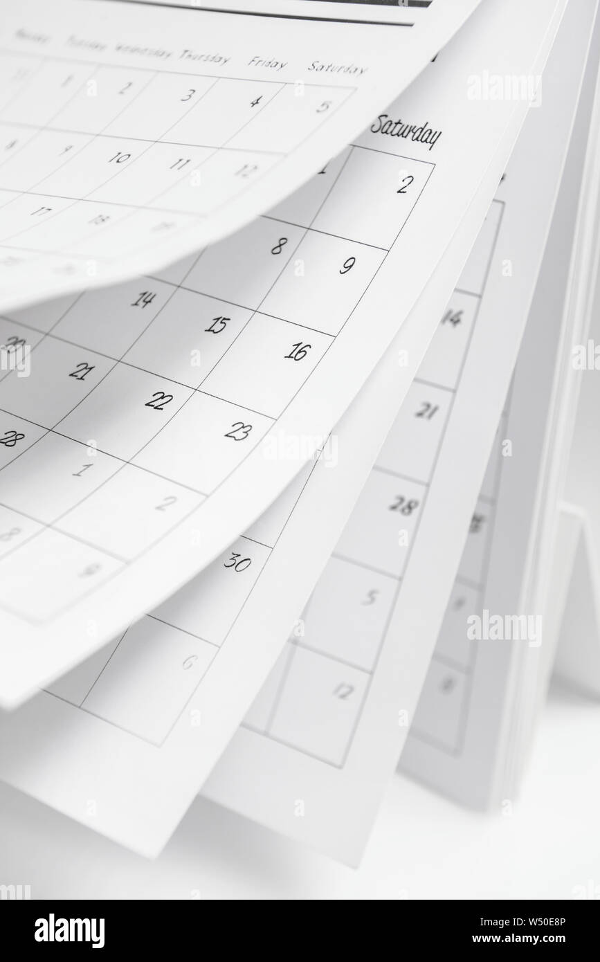 Pages of paper calendar, closeup Stock Photo - Alamy