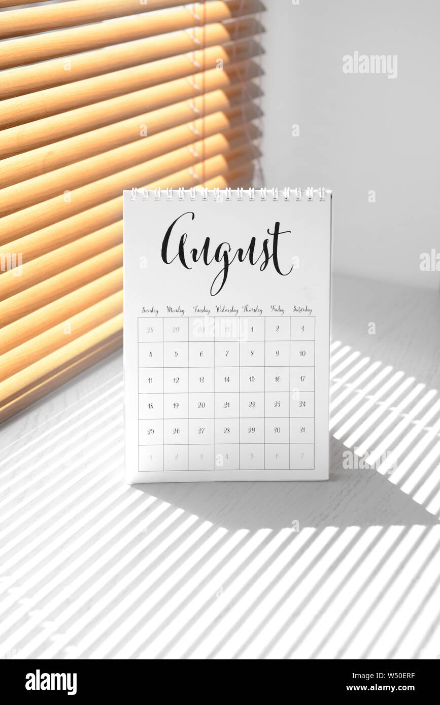 Flip calendar on window sill Stock Photo - Alamy