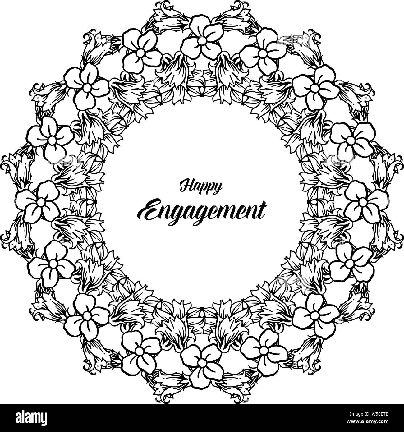 Ornate floral frame, greeting card happy engagement. Vector ...