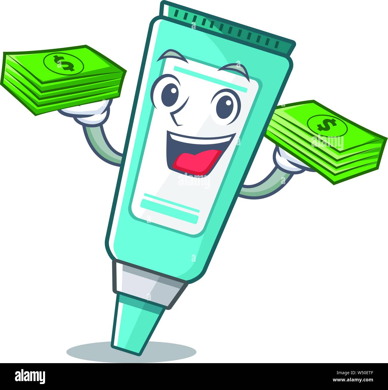 With money bag ointment placed in character medicine box vector ...