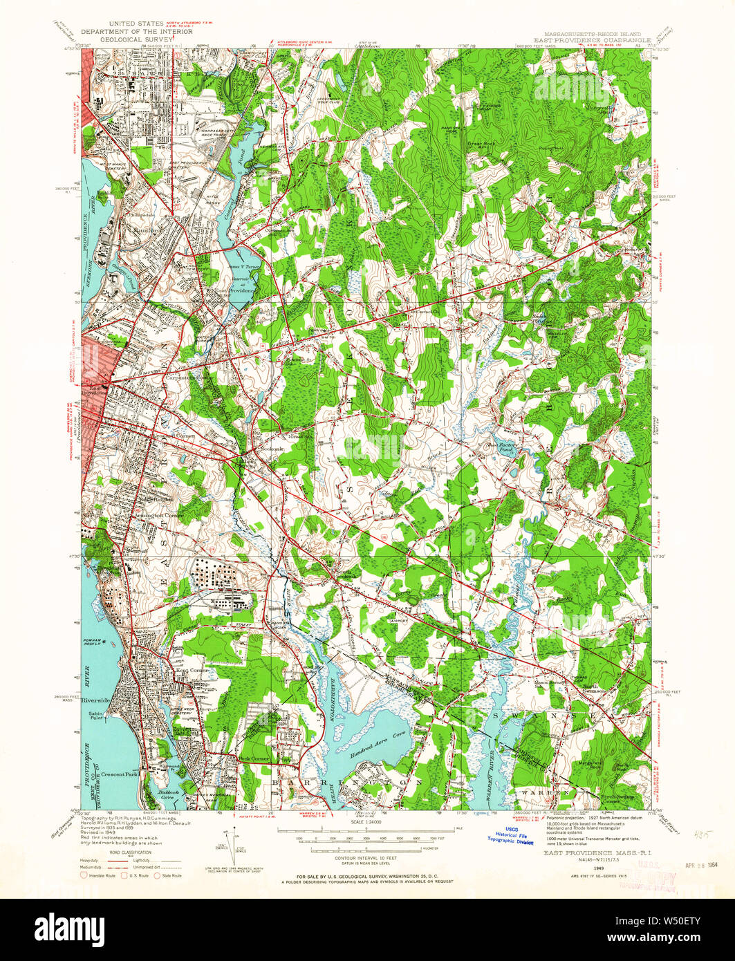 Massachusetts USGS Historical Topo Map MA East Providence 350113 1949 ...