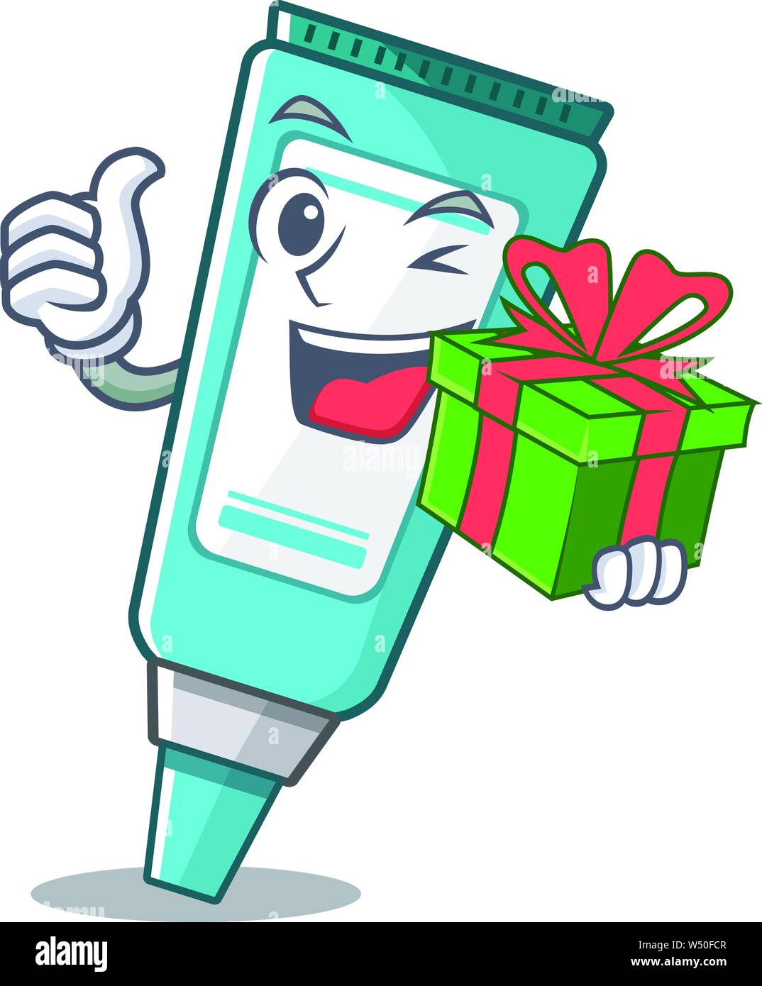 With gift ointment placed in character medicine box vector illustration ...