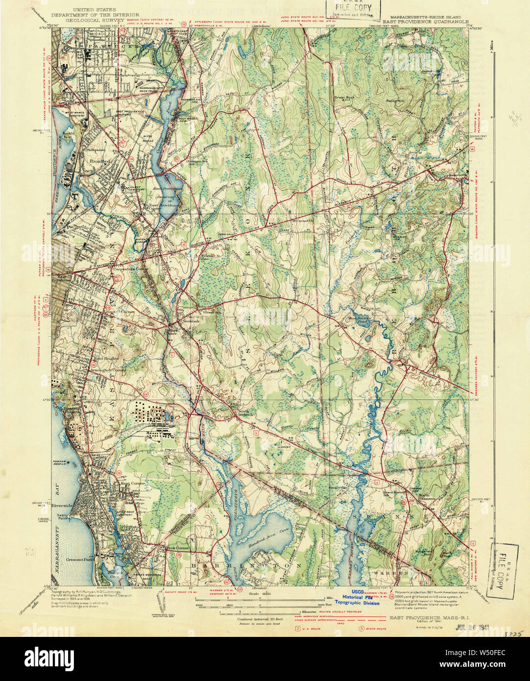 Massachusetts USGS Historical Topo Map MA East Providence 351653 1941 ...