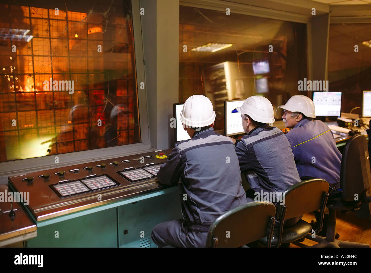 Control panel. Plant for the production of steel Stock Photo - Alamy