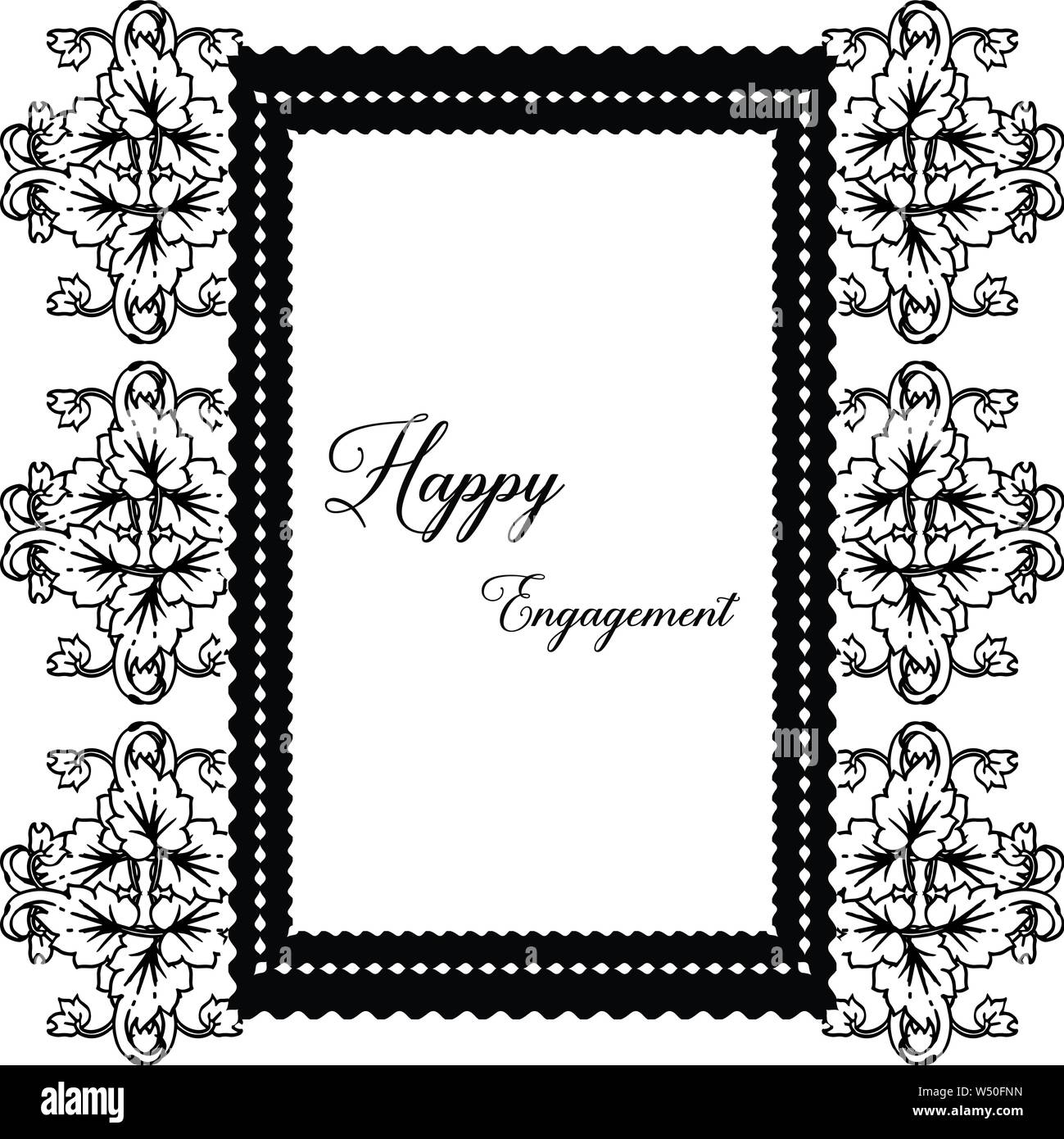 Ornate floral frame, greeting card happy engagement. Vector ...