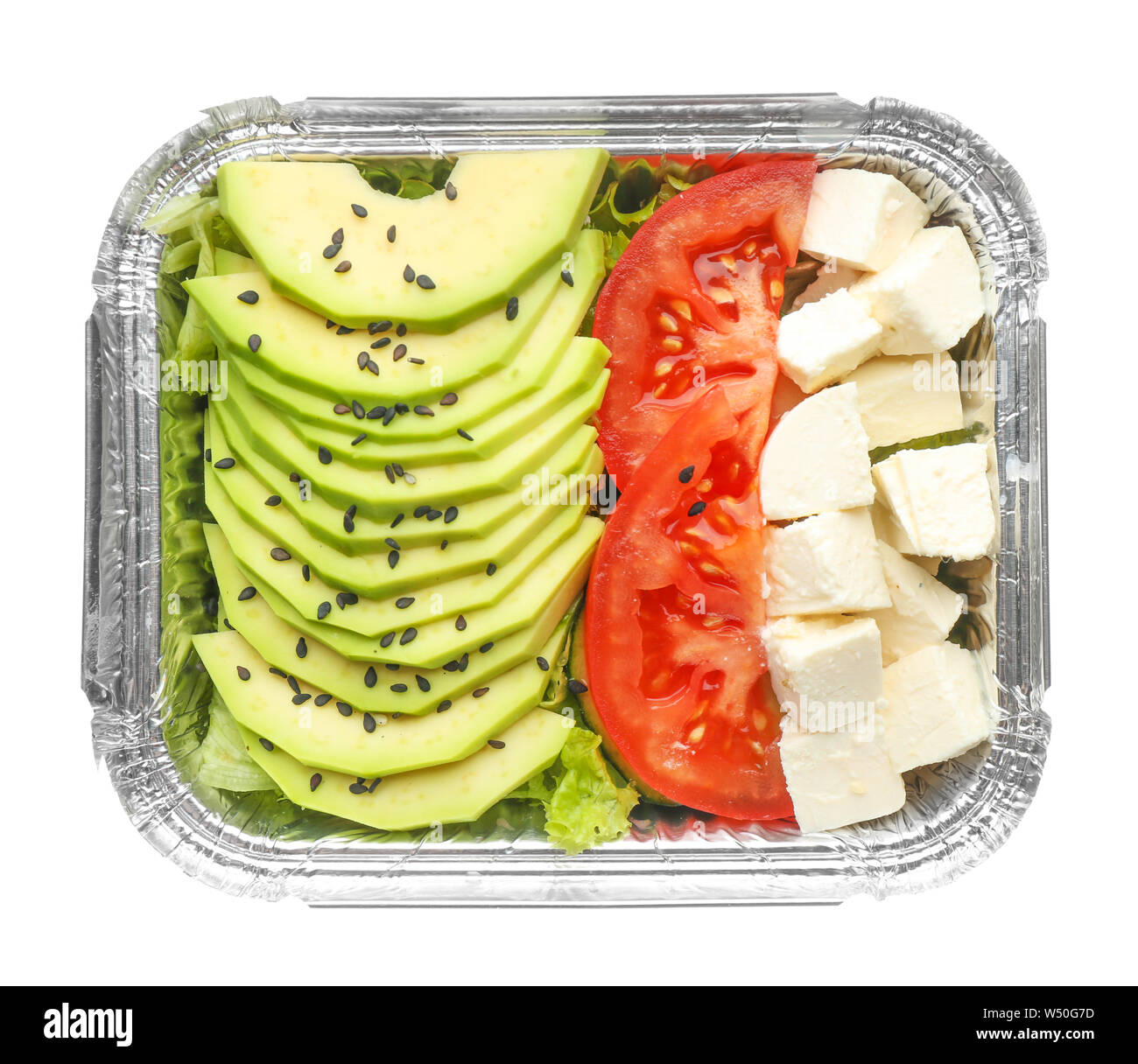 Container with delicious food isolated on white Stock Photo - Alamy