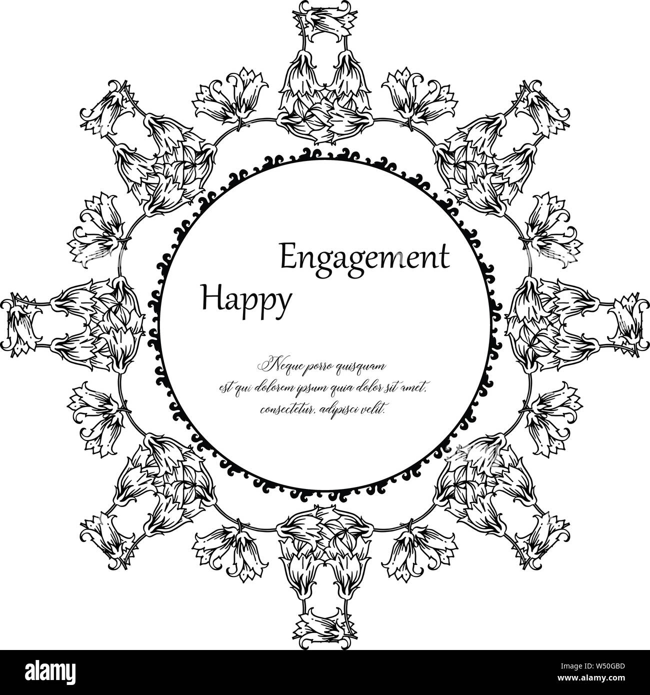 Vintage floral frame, for wallpaper of happy engagement. Vector ...