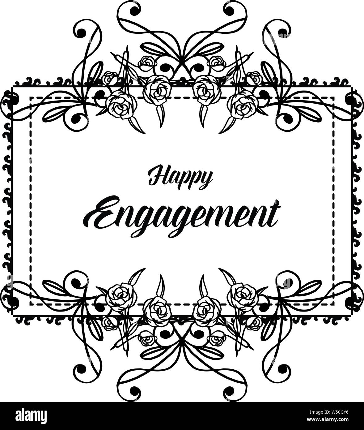 Vintage floral frame, for wallpaper of happy engagement. Vector ...