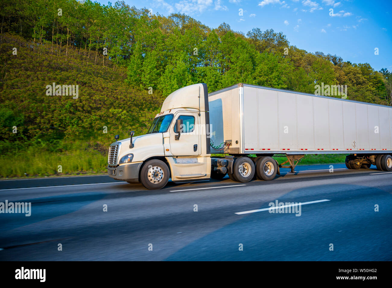 Big rig white professional day cab for local deliveries semi truck with ...