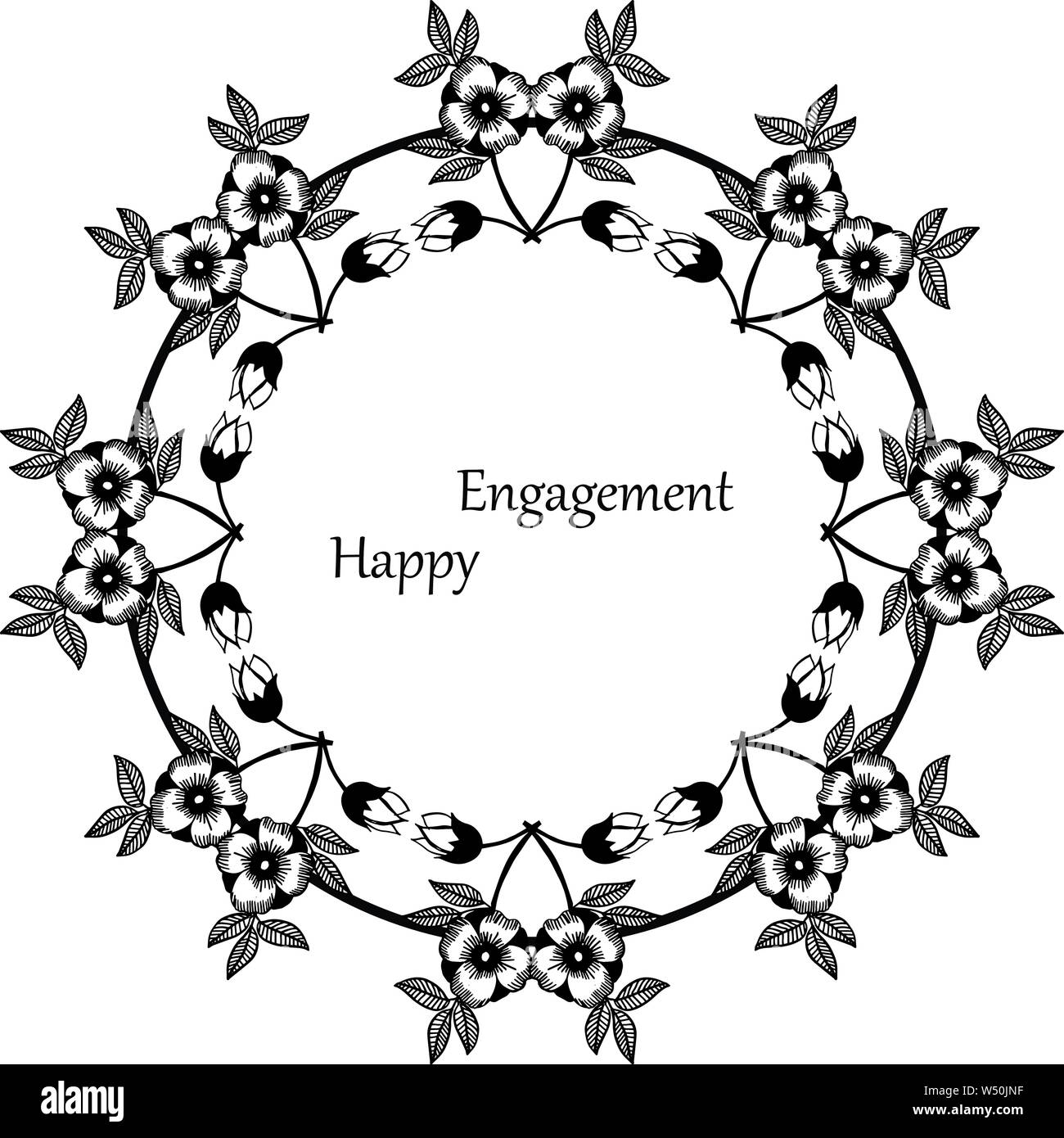 Decoration card happy engagement, various unique floral frame. Vector ...