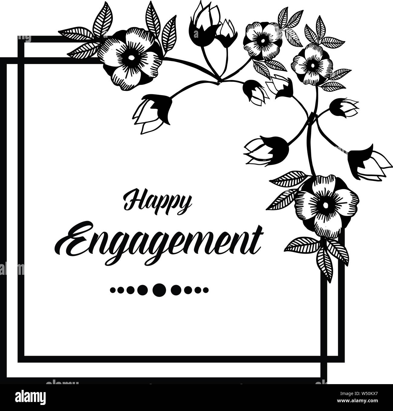 Decoration card happy engagement, various unique floral frame. Vector ...