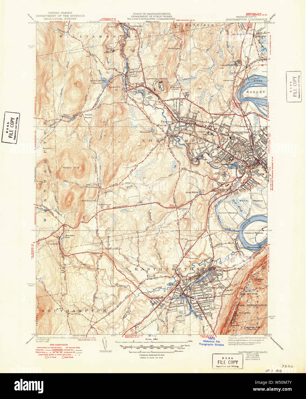 Massachusetts USGS Historical Topo Map MA Easthampton 351663 1939 31680 ...