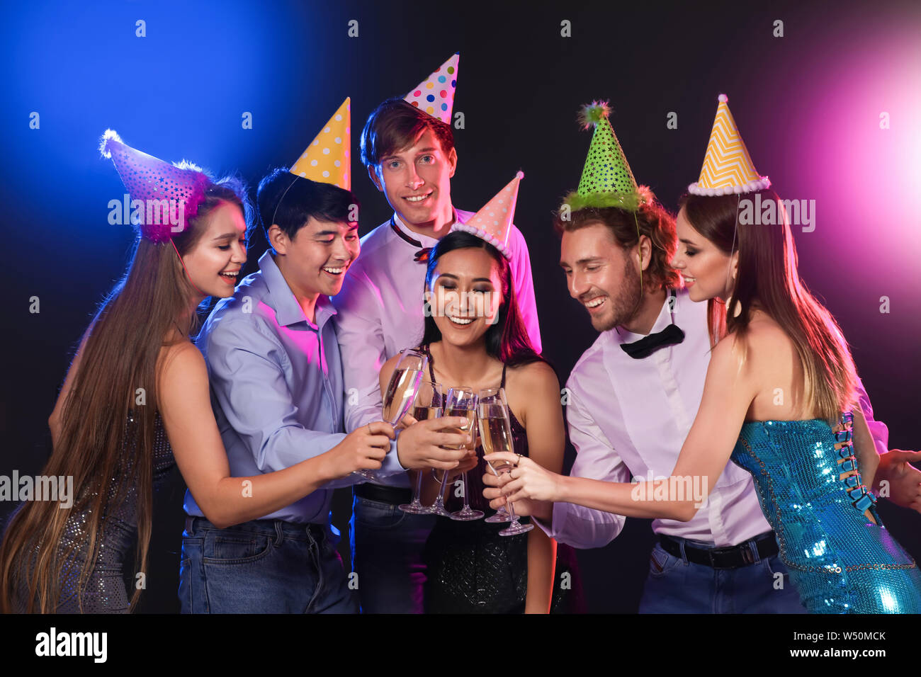 Group of friends celebrating Birthday in night club Stock Photo - Alamy