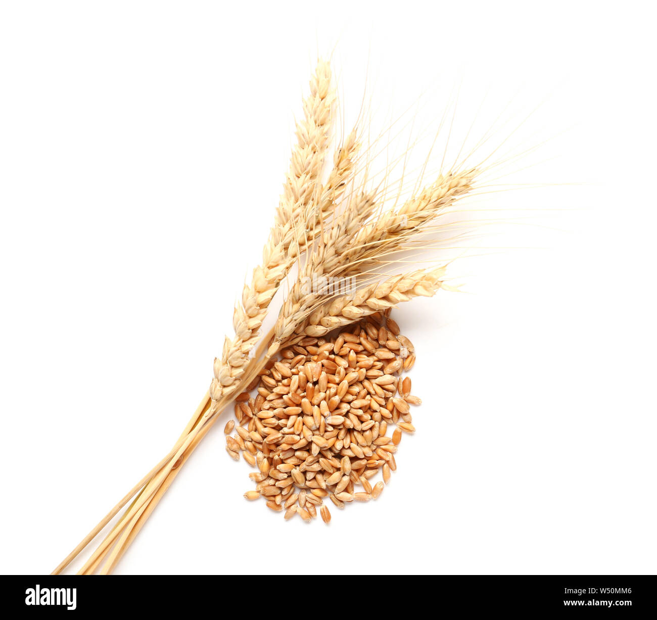 Wheat spikelets with grains on white background Stock Photo - Alamy